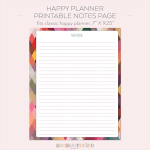 HAPPY PLANNER PRINTABLE Notes Planner Pages / Inserts 7 X 9.25 Geo ...