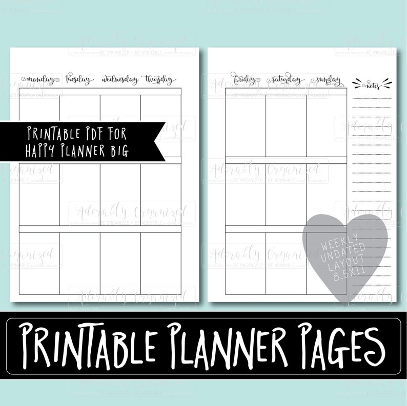 Happy Planner PRINTABLE Weekly Planner Refills / Inserts PDF - Etsy