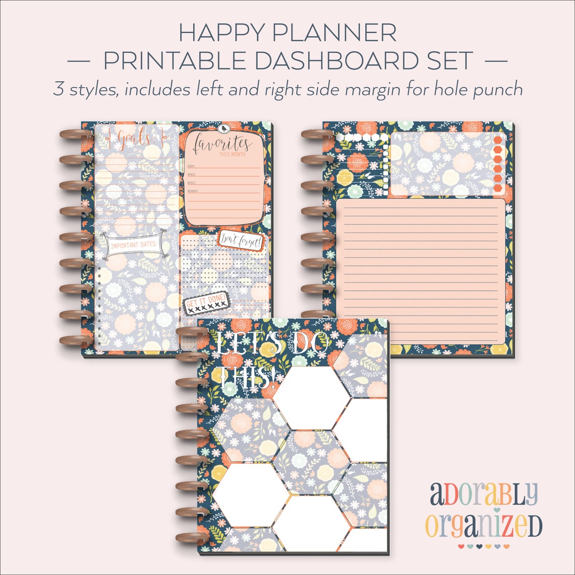 HAPPY PLANNER PRINTABLE Dashboard Planner Pages / Inserts - 7 X 9.25 ...