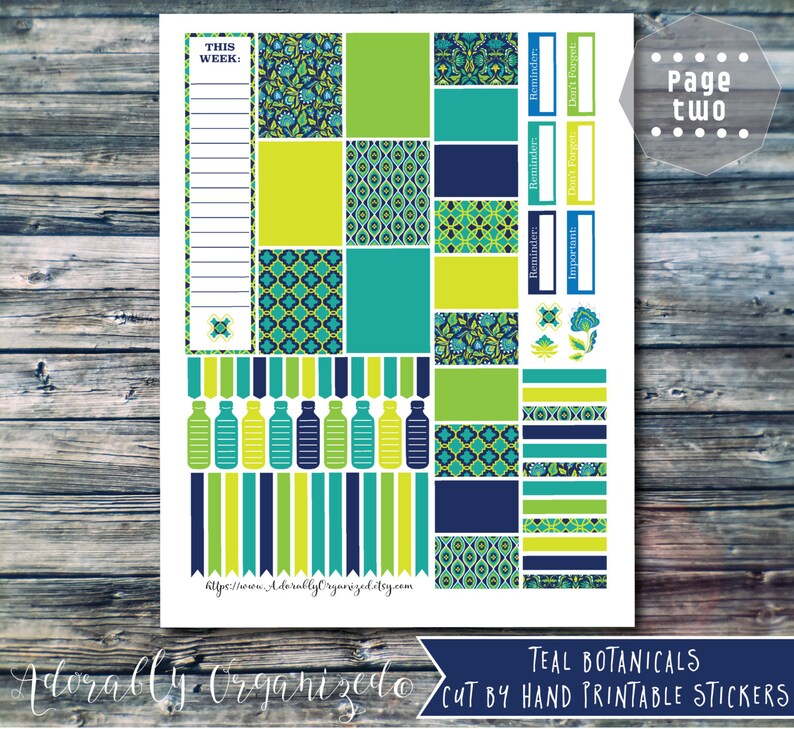 Teal Botanicals,printable PLANNER Stickers,planner Sticker Kit,erin ...