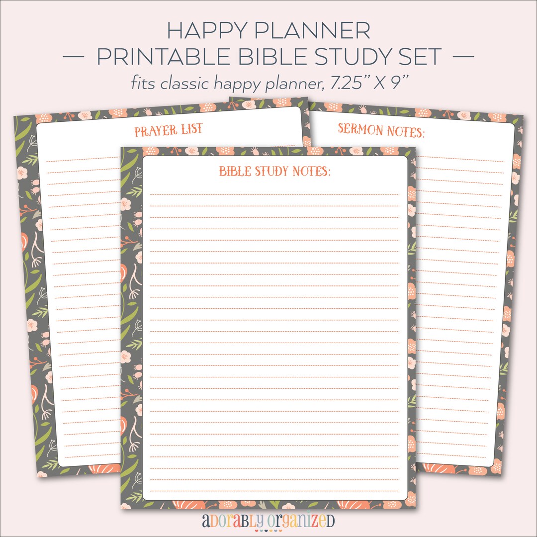 HAPPY PLANNER PRINTABLE Bible Study Planner Pages / Inserts - 7 X 9.25 ...