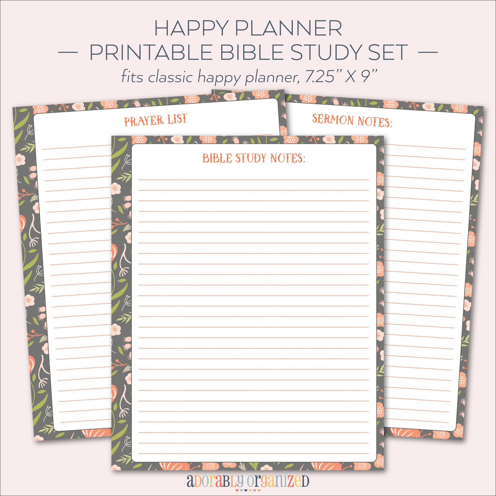 HAPPY PLANNER PRINTABLE Bible Study Planner Pages / Inserts - 7 X 9.25 ...
