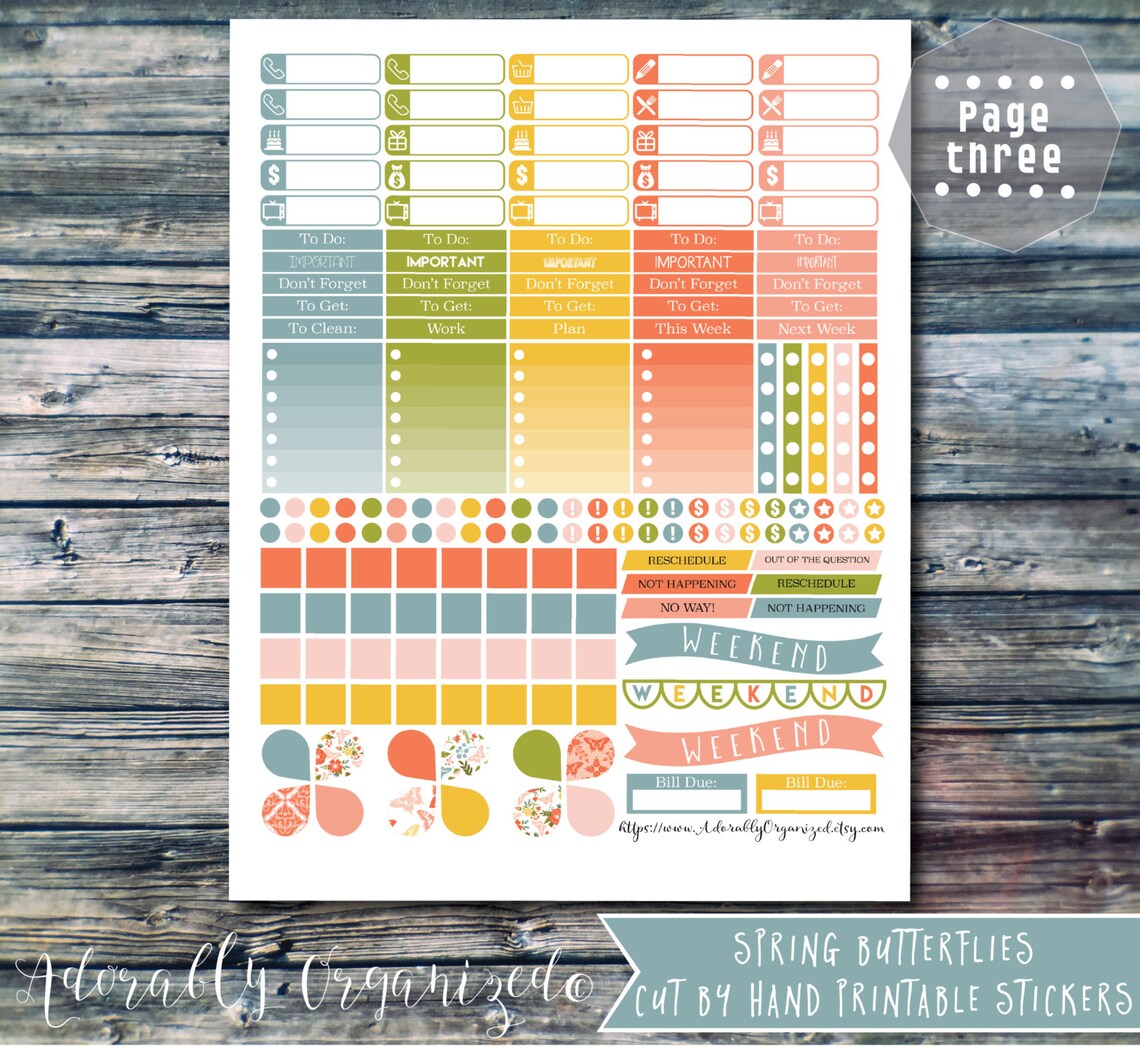 Spring Butterfliesprintable PLANNER Stickersplanner Sticker - Etsy