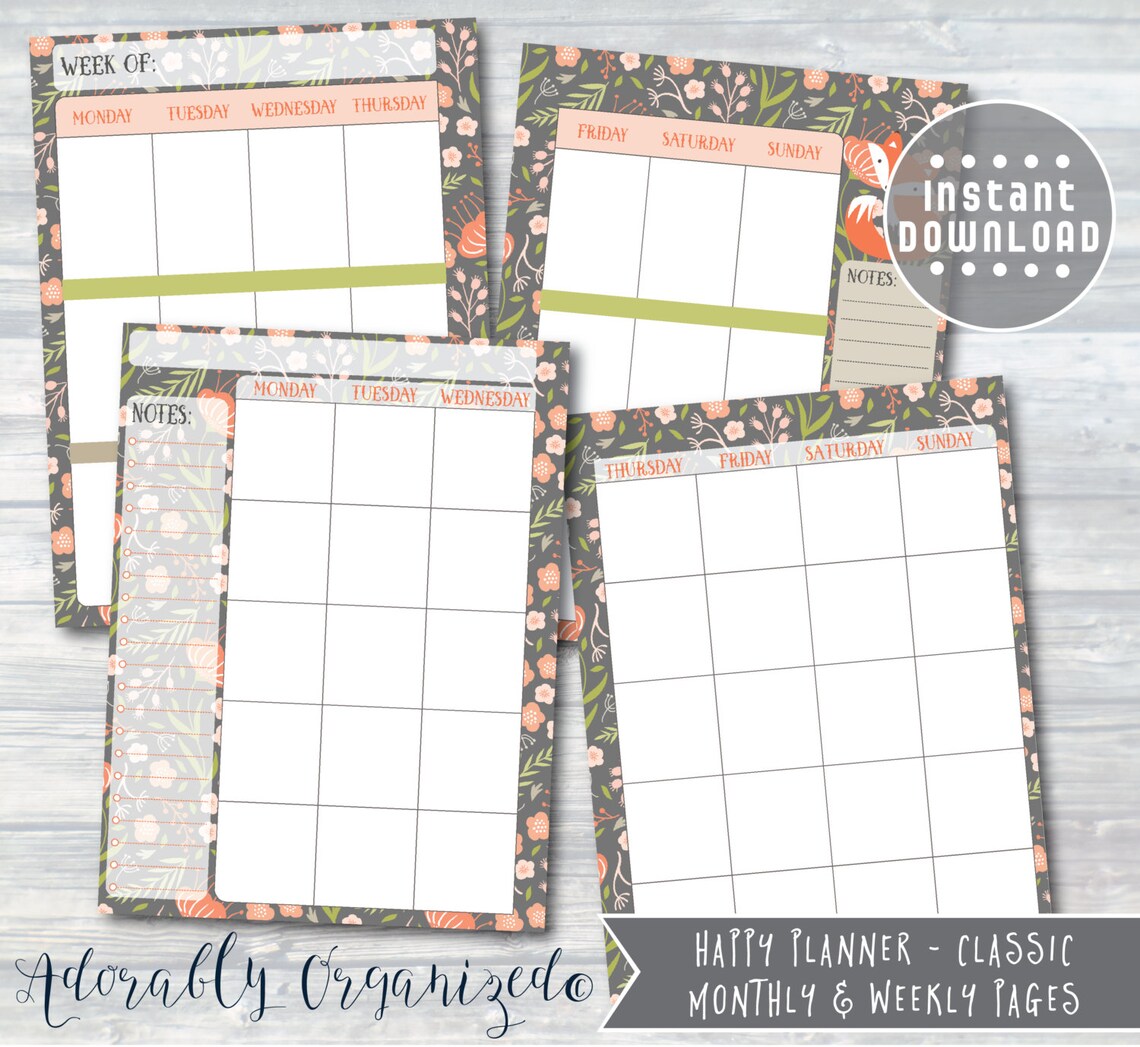 HAPPY PLANNER PRINTABLE Planner Bundle / Inserts - 7 X 9.25 | Fall ...