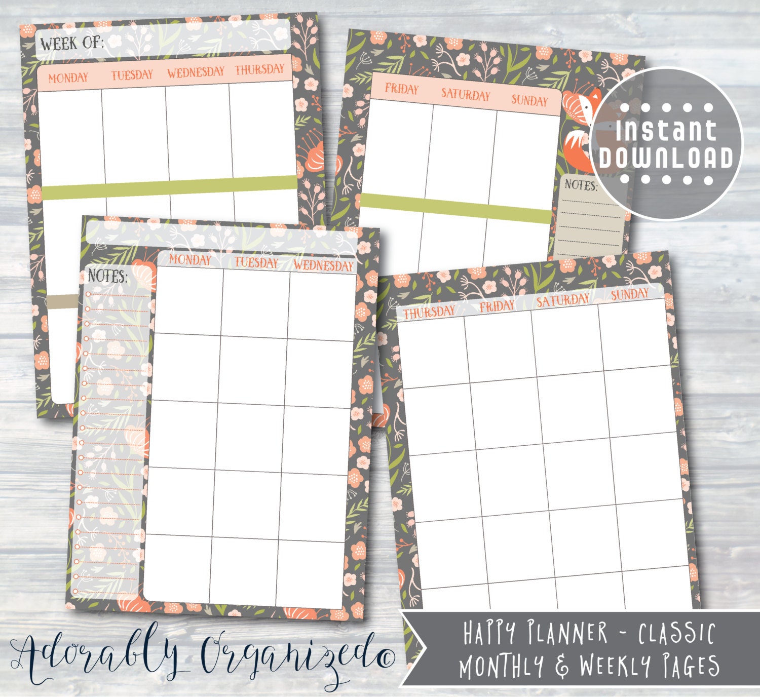HAPPY PLANNER PRINTABLE Planner Bundle / Inserts - 7 X 9.25 | Fall ...