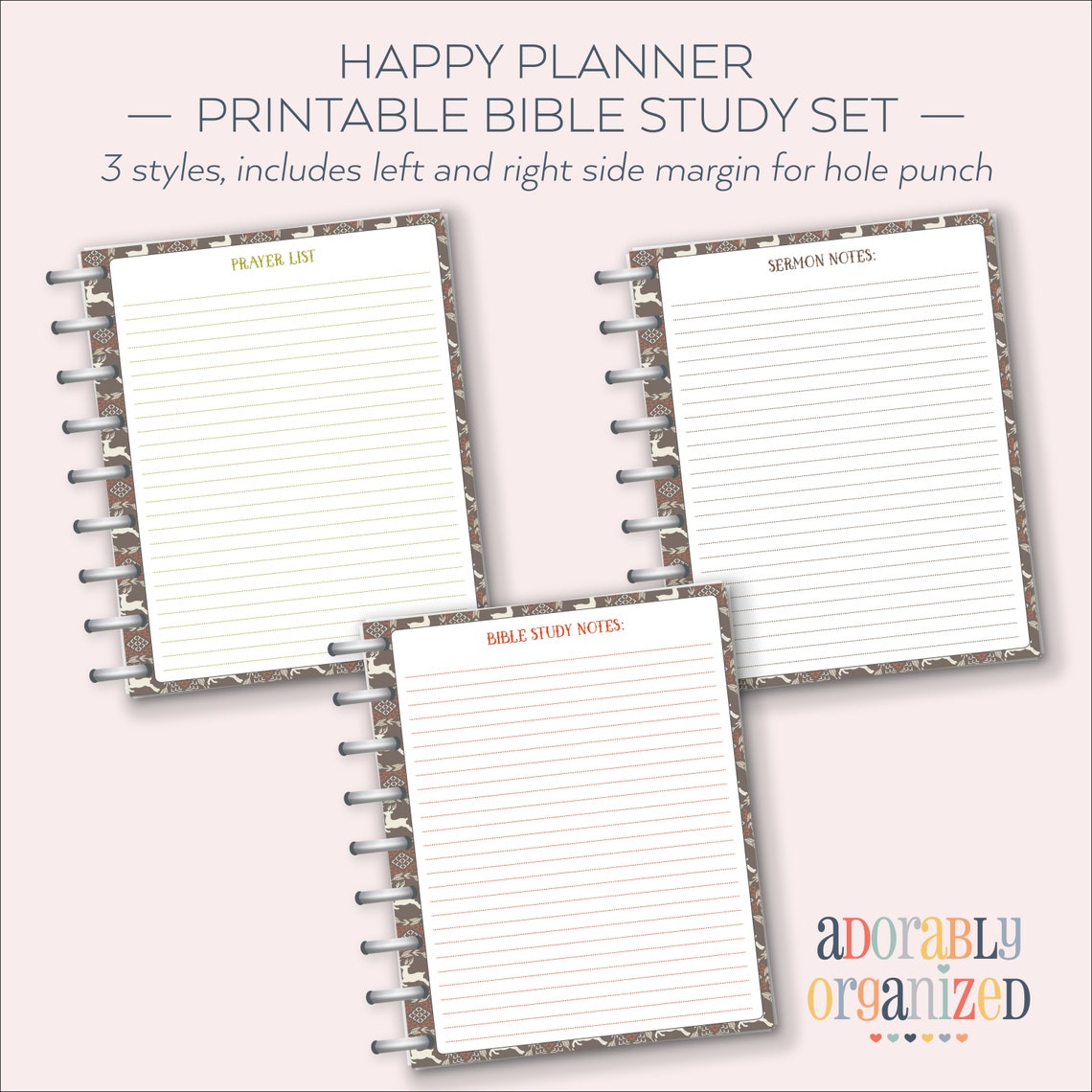 HAPPY PLANNER PRINTABLE Bible Study Pages / Inserts - 7 X 9.25 | Rustic ...