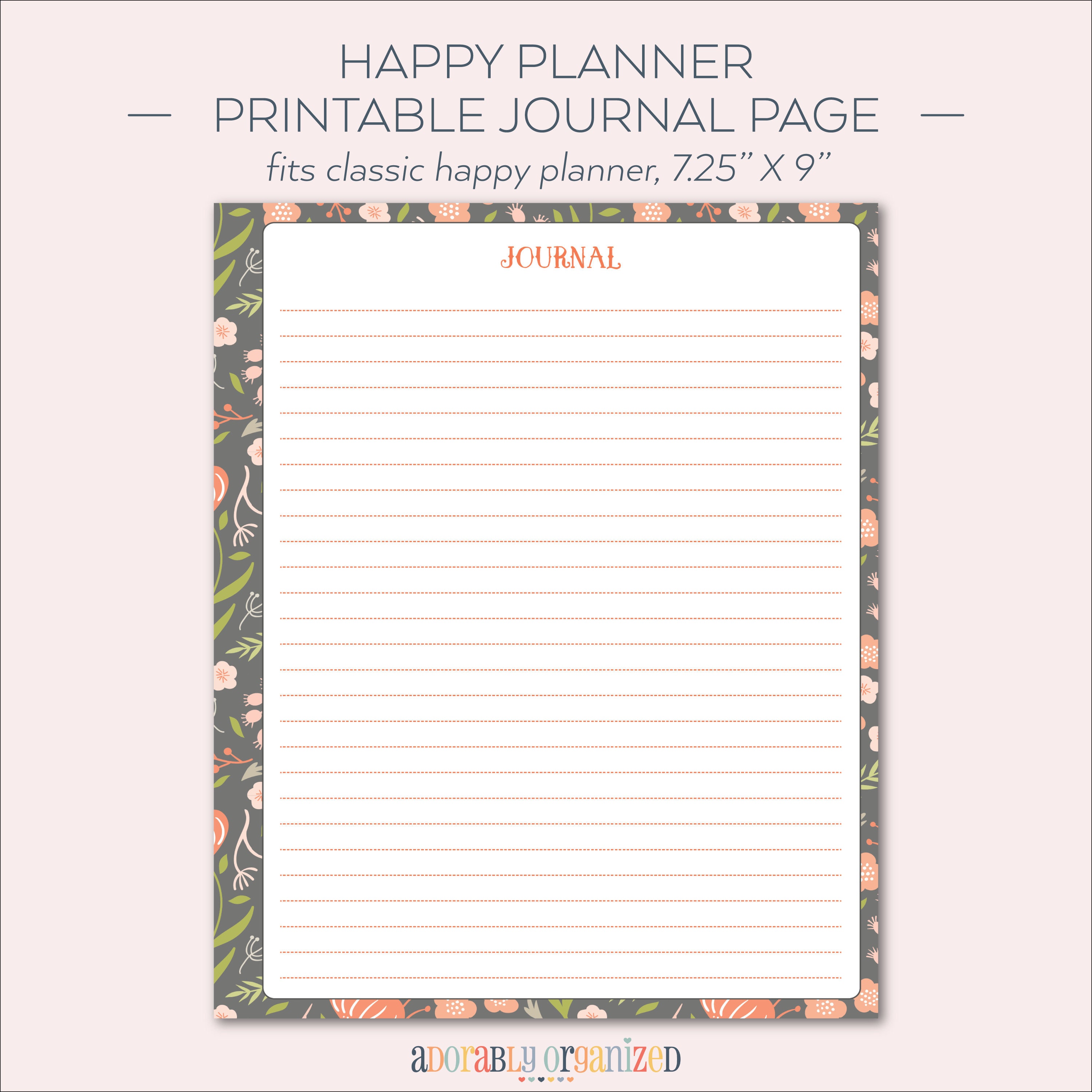 HAPPY PLANNER PRINTABLE Journal Planner Pages / Inserts 7 X - Etsy