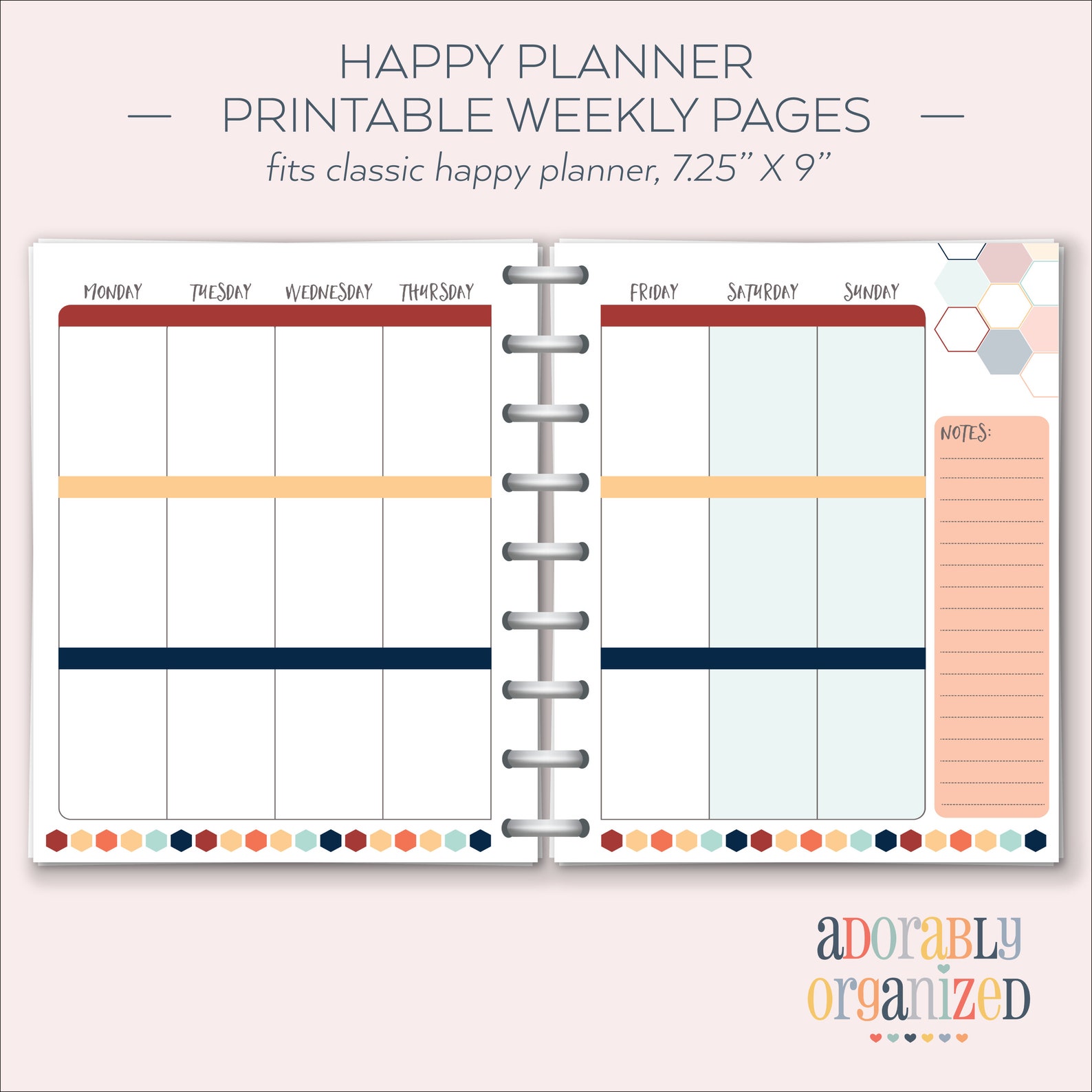 Happy Planner PRINTABLE Weekly Planner Refills / Inserts - 7 X 9.25 ...