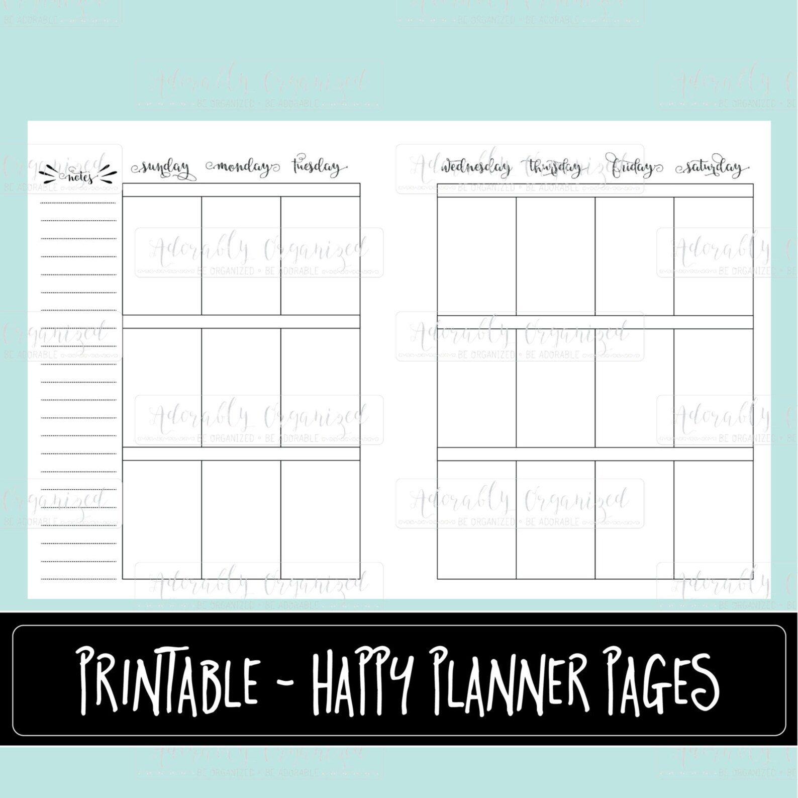 Happy Planner PRINTABLE Weekly Planner Refills / Inserts - 7 X 9.25 ...