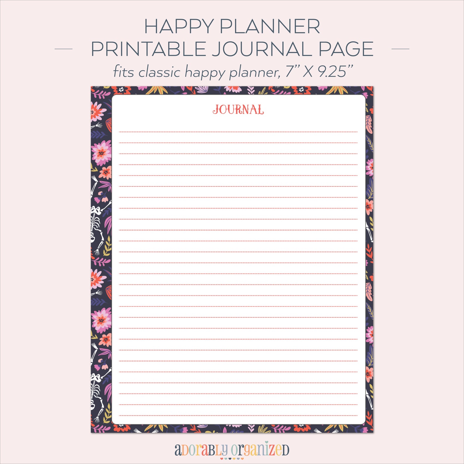 HAPPY PLANNER PRINTABLE Journal Planner Pages / Inserts 7 X - Etsy