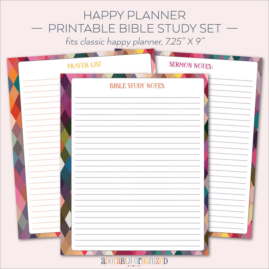 HAPPY PLANNER PRINTABLE Bible Study Planner Pages / Inserts - 7 X 9.25 ...