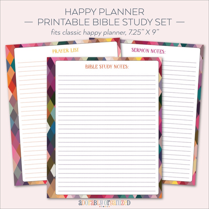 HAPPY PLANNER PRINTABLE Bible Study Planner Pages / Inserts - 7 X 9.25 ...