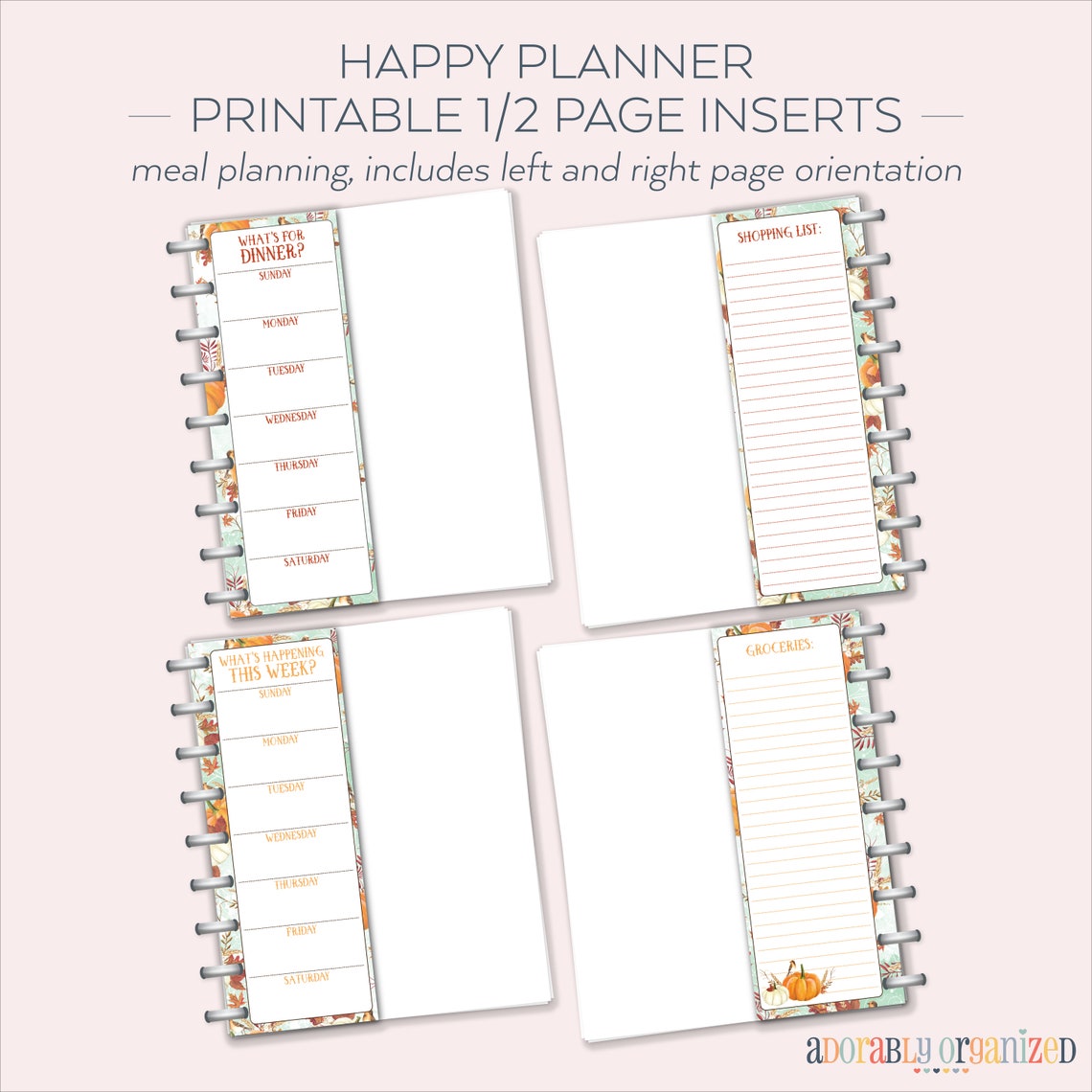 HAPPY PLANNER PRINTABLE Planner Pages / Inserts - 3.5 X 9.25 | Autumn ...
