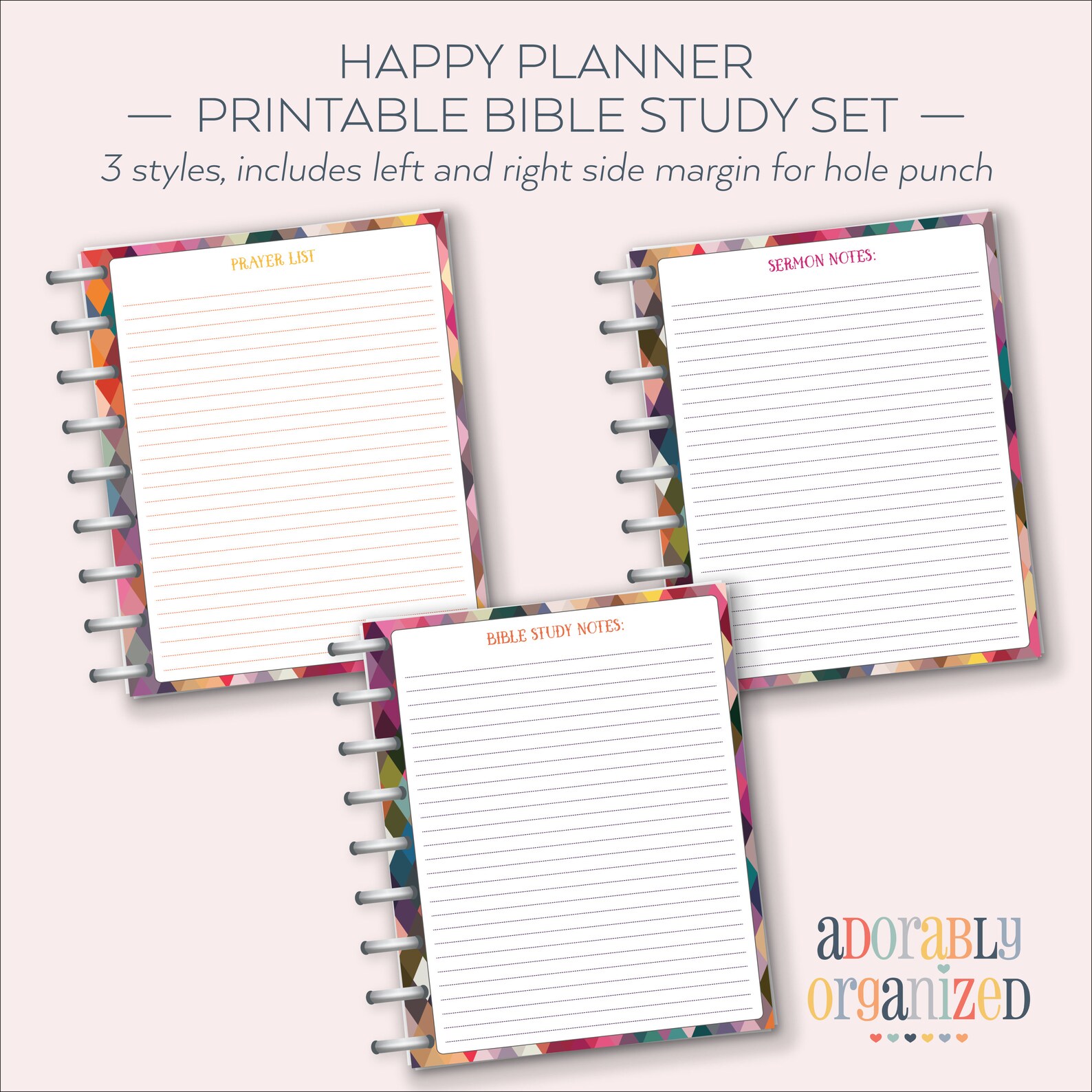 HAPPY PLANNER PRINTABLE Bible Study Planner Pages / Inserts - 7 X 9.25 ...