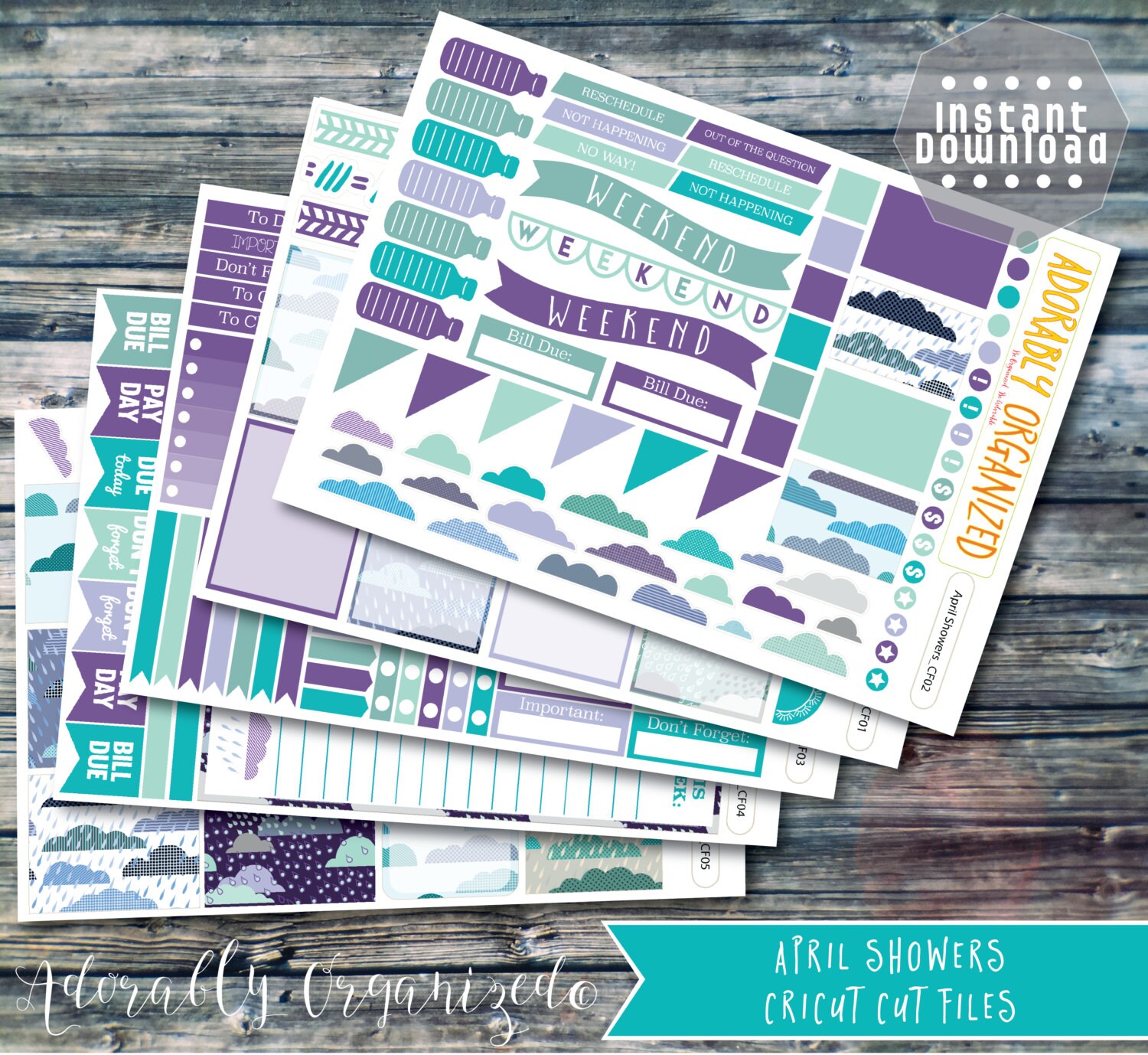 April Showersprintable PLANNER Stickersplanner Sticker - Etsy