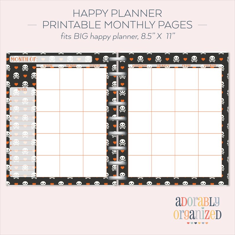 BIG HAPPY PLANNER Printable Monthly Planner Refills / Inserts 8.5 X 11 ...