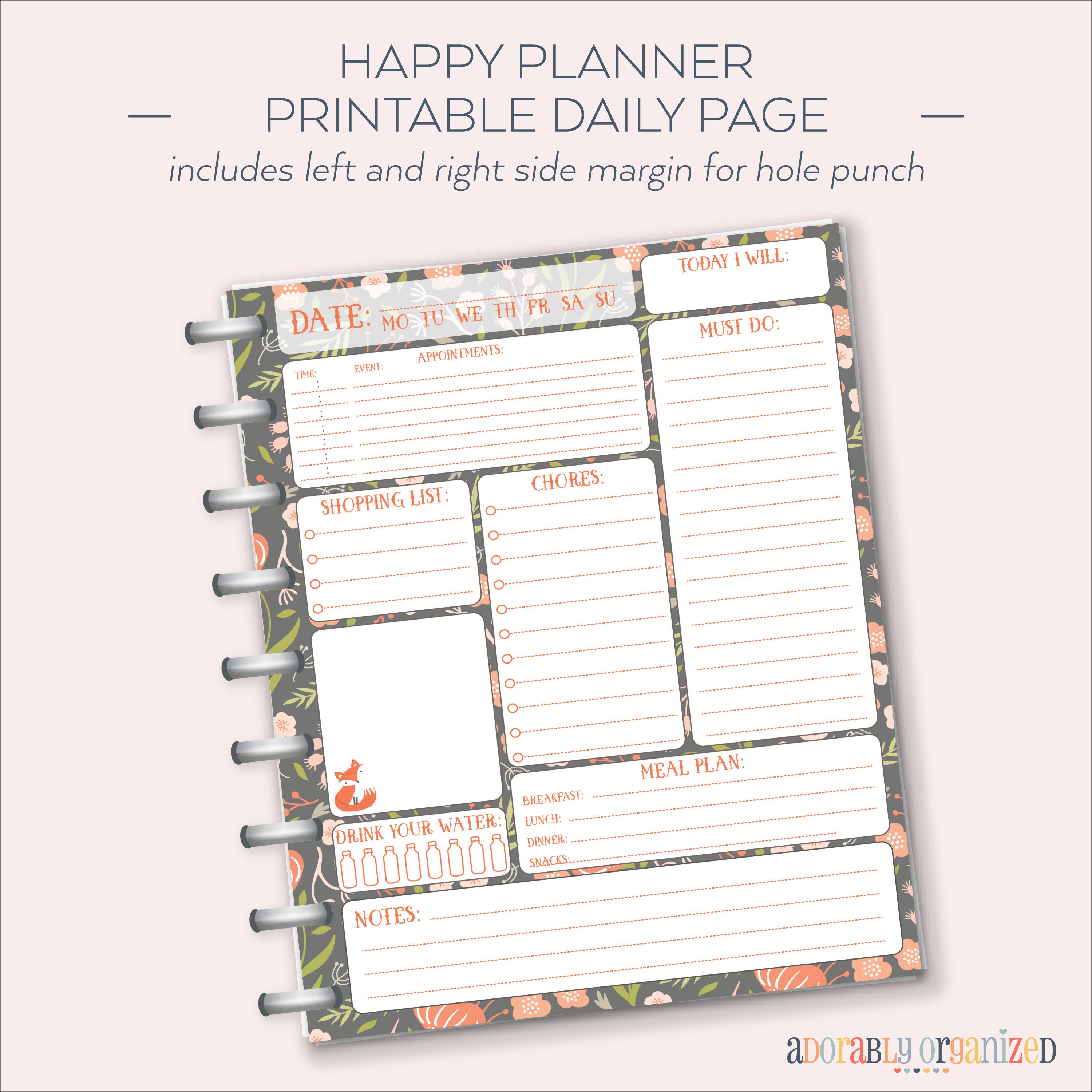 HAPPY PLANNER PRINTABLE Daily Planner Refills / Inserts - 7 X 9.25 ...