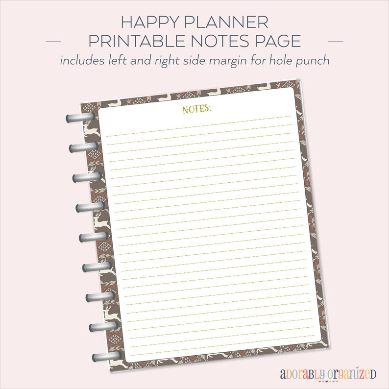 HAPPY PLANNER PRINTABLE Notes Planner Pages / Inserts - 7 X 9.25 ...