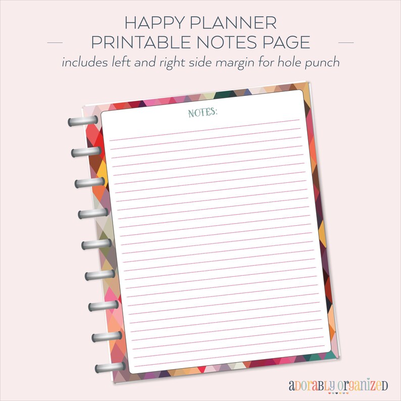HAPPY PLANNER PRINTABLE Notes Planner Pages / Inserts - 7 X 9.25 | Geo ...