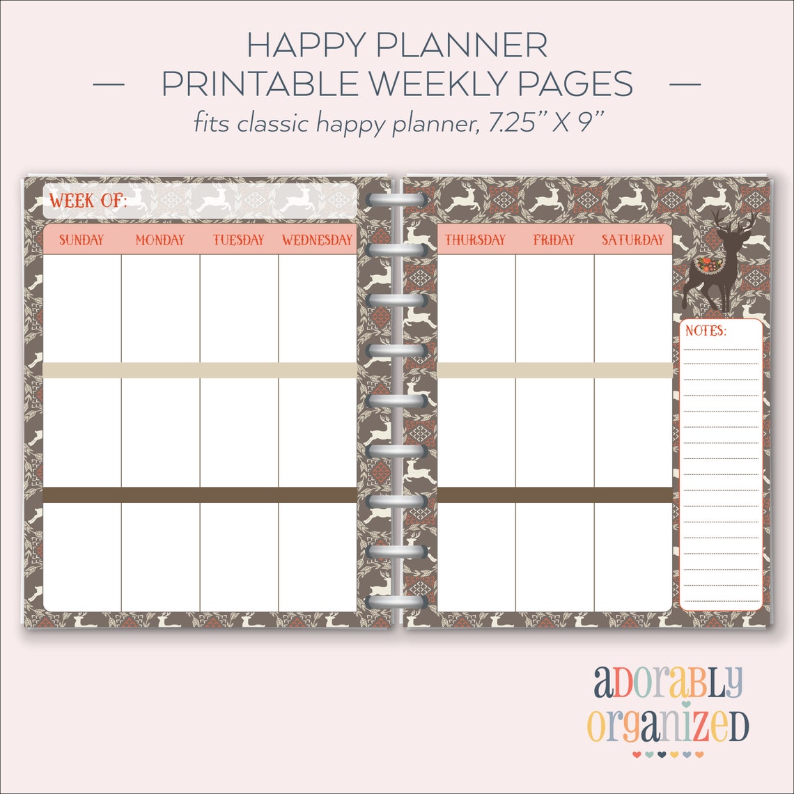 HAPPY PLANNER PRINTABLE Weekly Planner Refills / Inserts - 7 X 9.25 ...