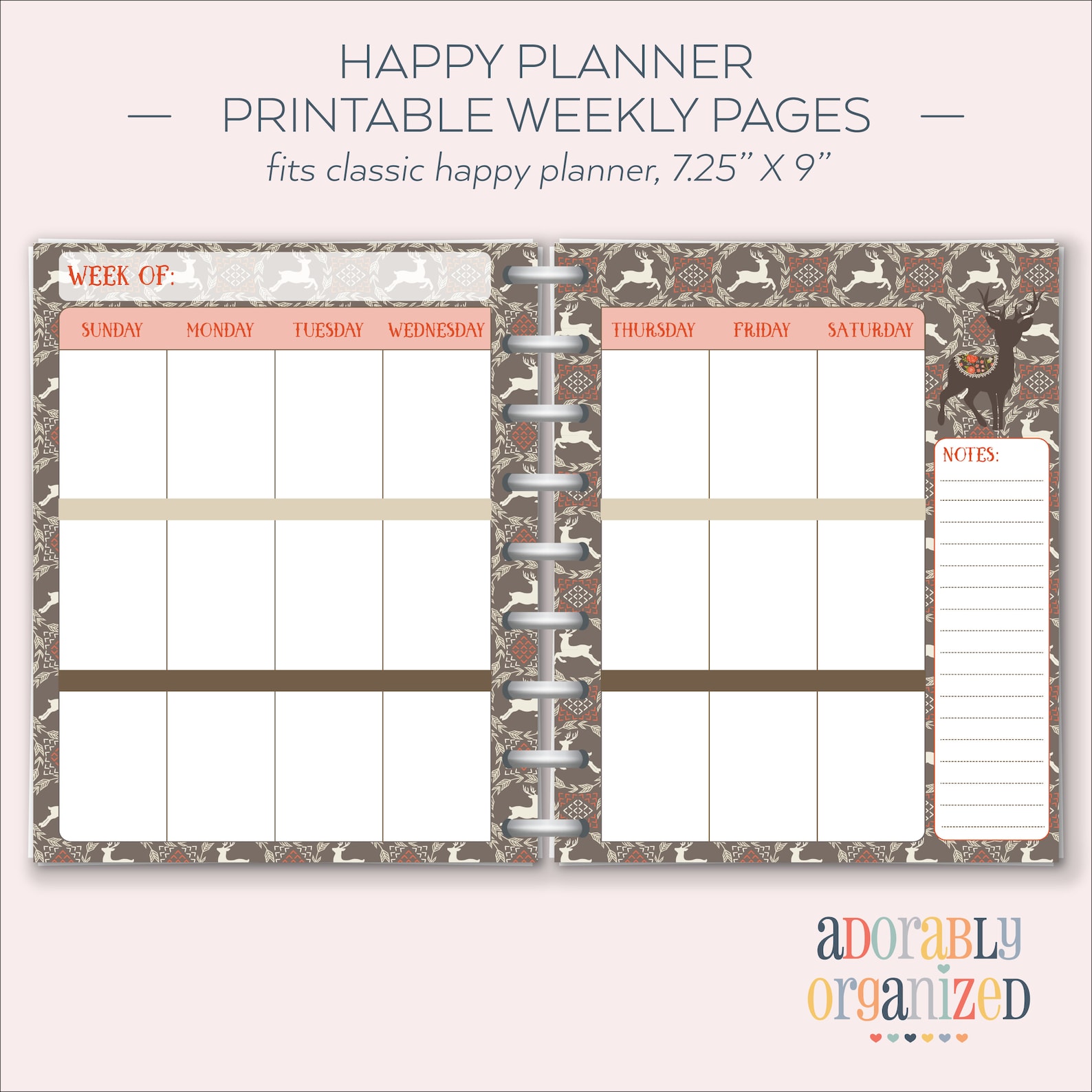 HAPPY PLANNER PRINTABLE Weekly Planner Refills / Inserts - 7 X 9.25 ...