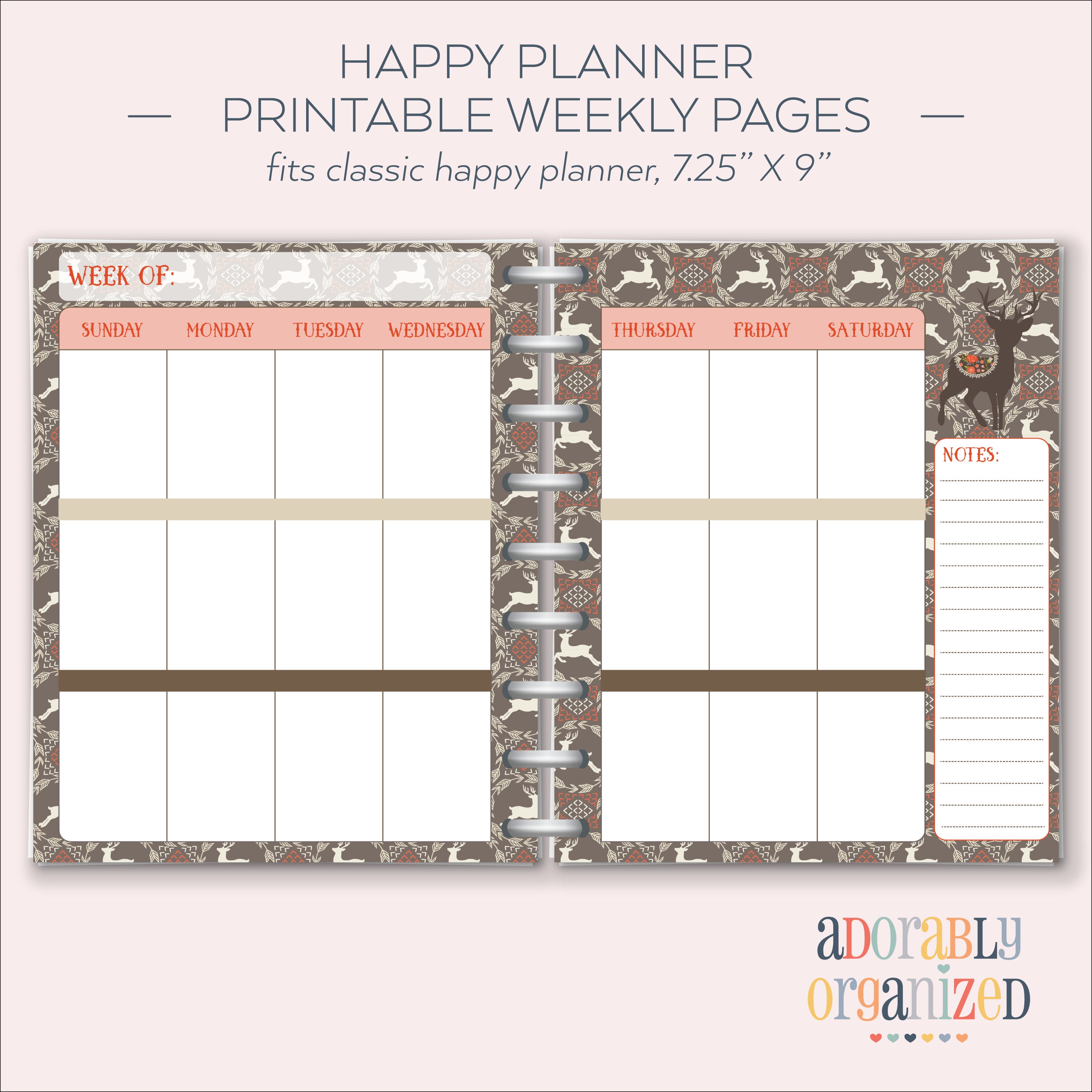 HAPPY PLANNER PRINTABLE Weekly Planner Refills / Inserts - 7 X 9.25 ...