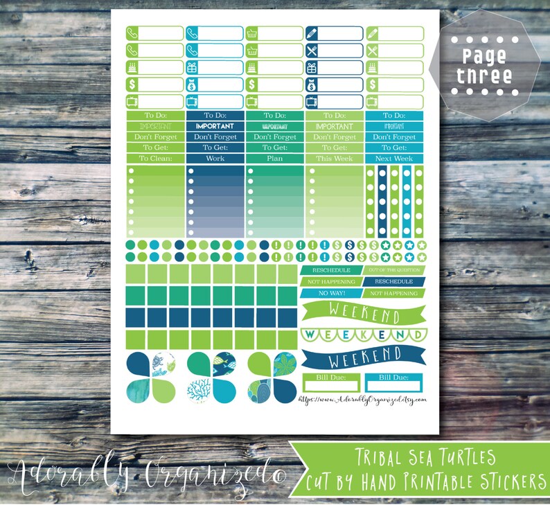 Tribal Sea Turtlesprintable PLANNER Stickersplanner Sticker - Etsy