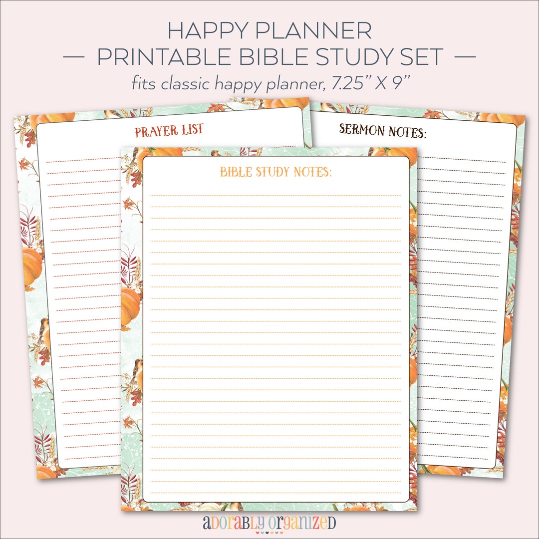 HAPPY PLANNER PRINTABLE Bible Study Pages / Inserts - 7 X 9.25 | Autumn ...