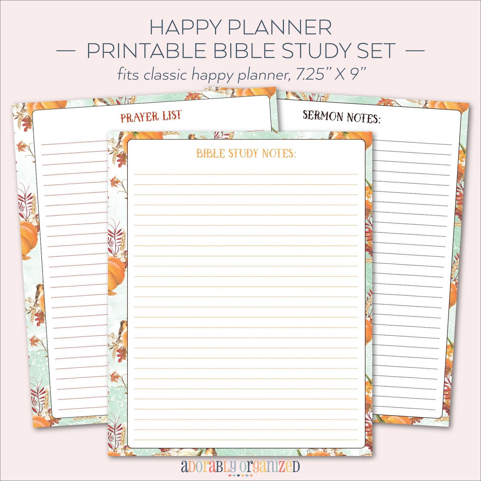 HAPPY PLANNER PRINTABLE Bible Study Pages / Inserts - 7 X 9.25 | Autumn ...