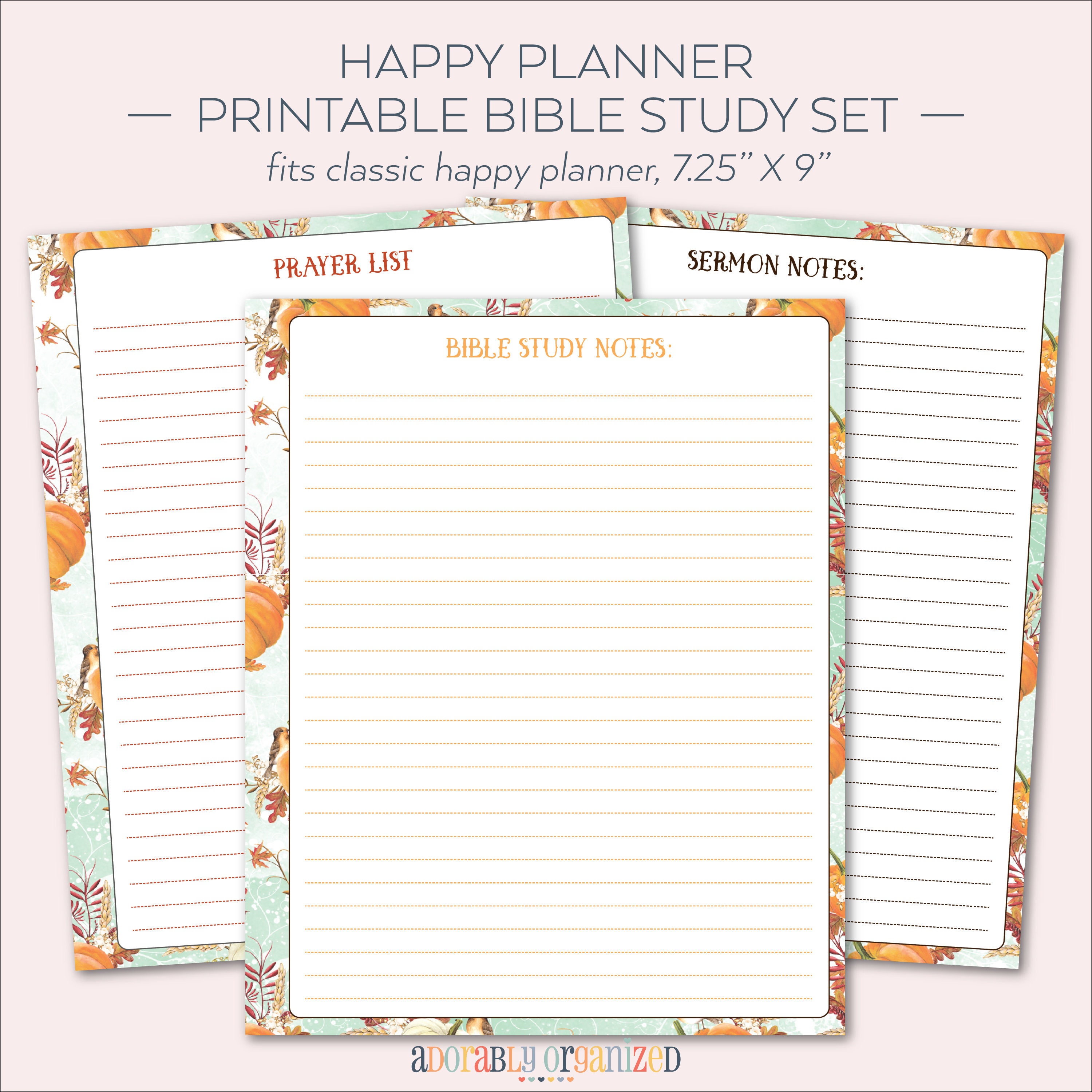 HAPPY PLANNER PRINTABLE Bible Study Pages / Inserts - 7 X 9.25 | Autumn ...
