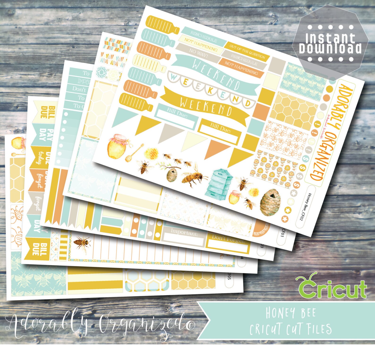 Honey Bee,printable PLANNER Stickers,planner Sticker Kit,erin Condren ...