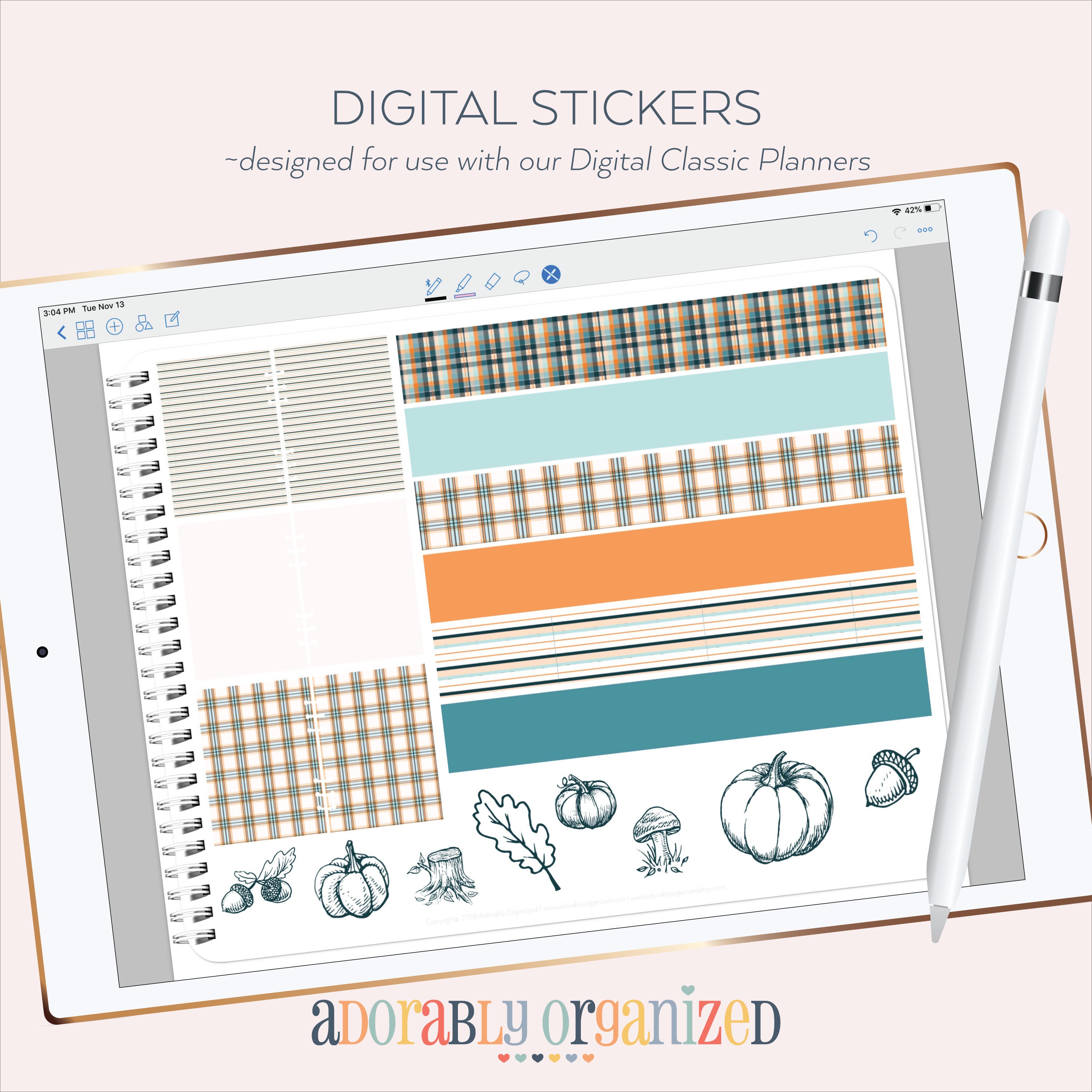 DIGITAL PLANNER STICKERS for Goodnotes, Ipad, November, Fall, Set ...