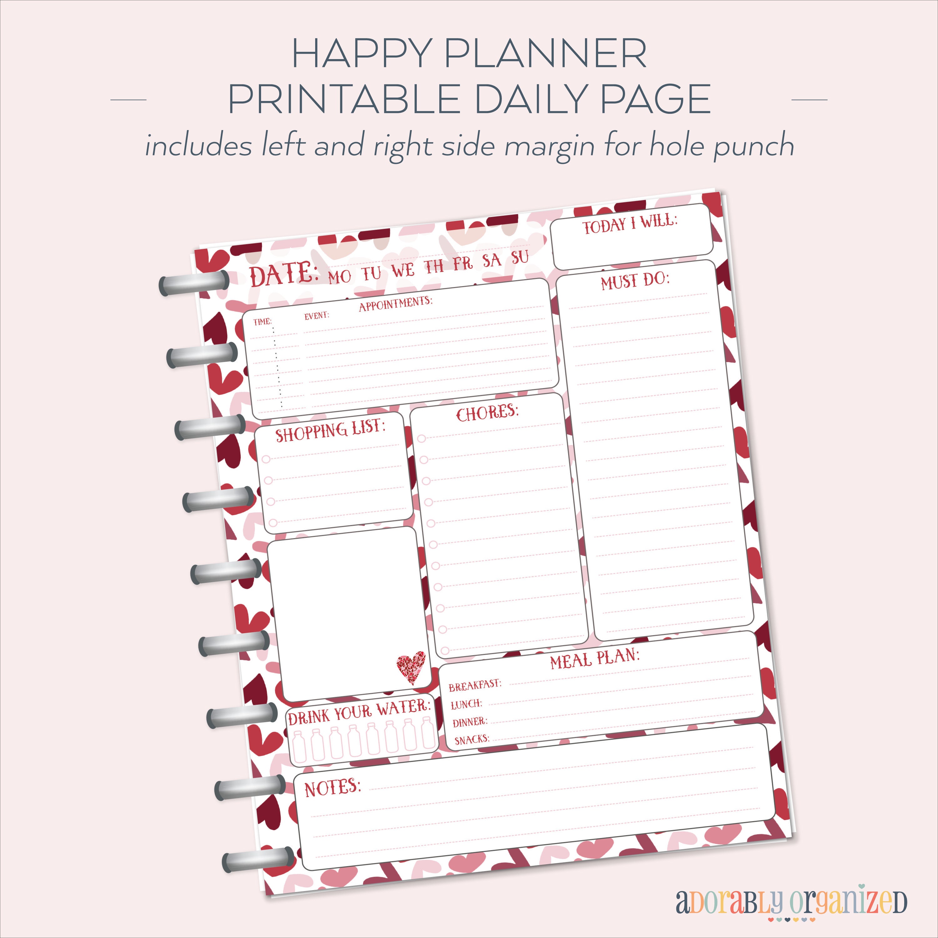HAPPY PLANNER PRINTABLE Daily Planner Refills / Inserts 7 X - Etsy