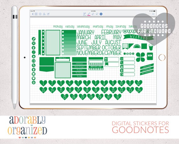 DIGITAL Planner Stickers for Goodnotes Ipad Instant - Etsy