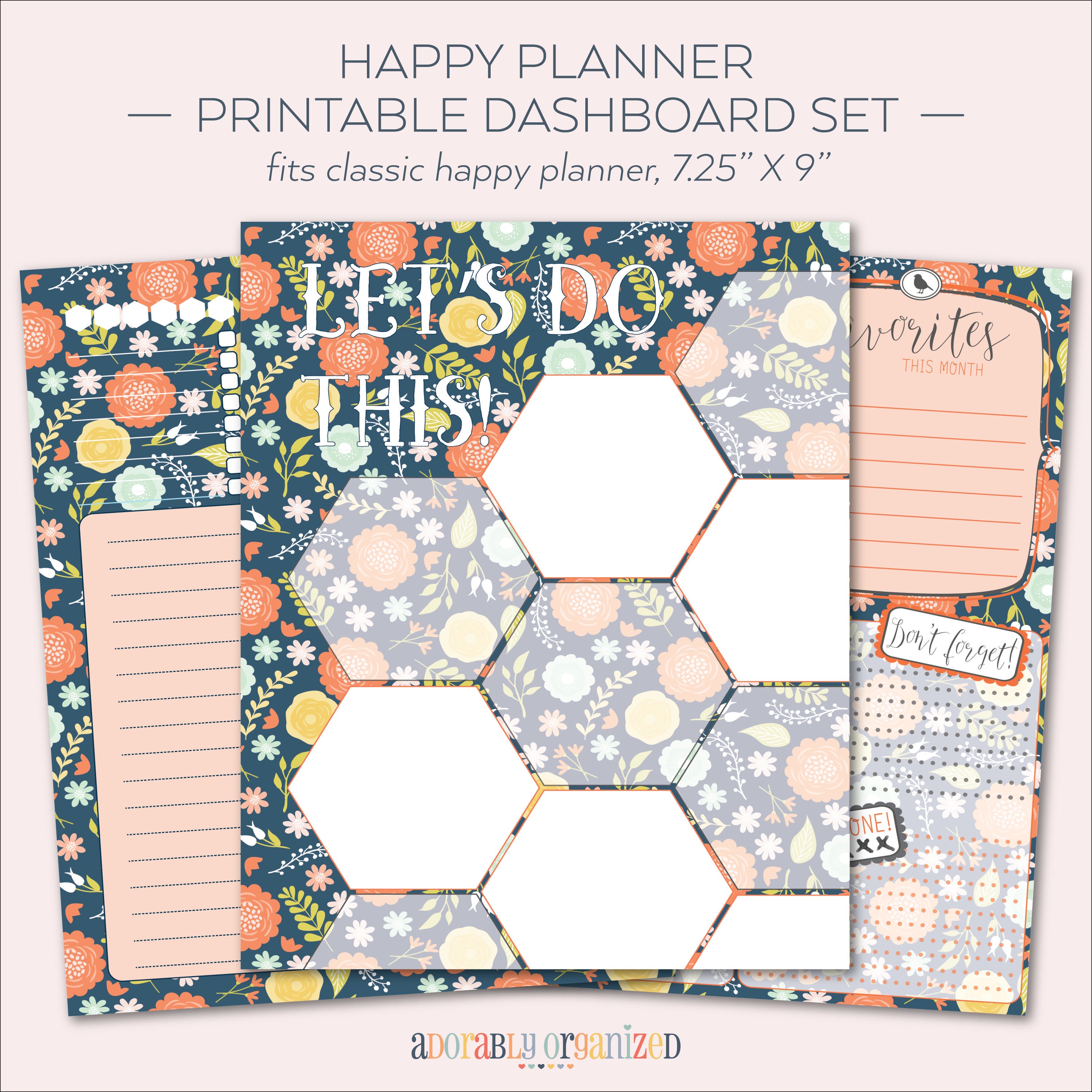 HAPPY PLANNER PRINTABLE Dashboard Planner Pages / Inserts - 7 X 9.25 ...