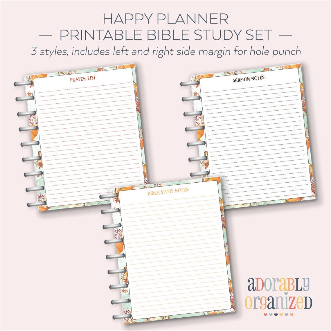 HAPPY PLANNER PRINTABLE Bible Study Pages / Inserts - 7 X 9.25 | Autumn ...