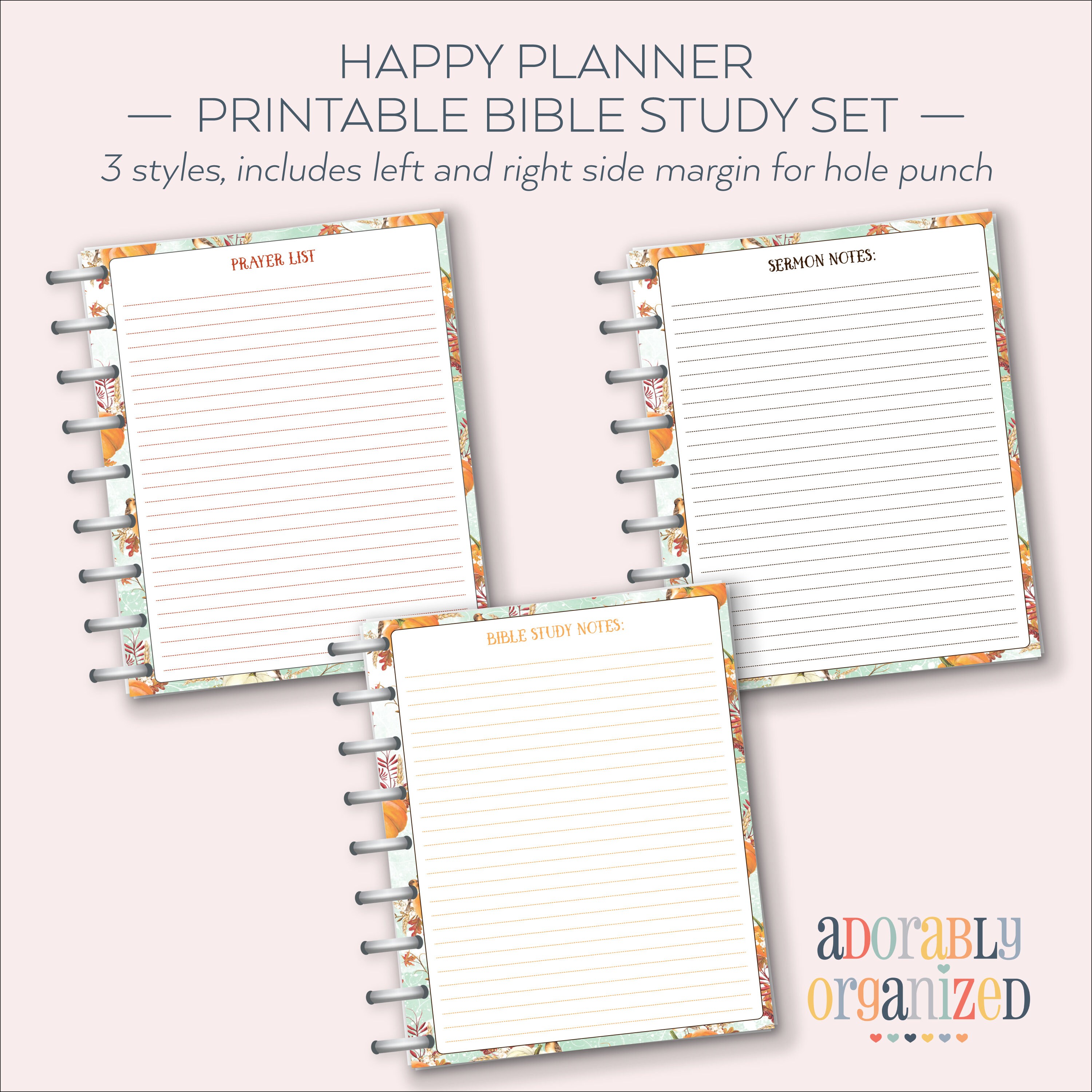 HAPPY PLANNER PRINTABLE Bible Study Pages / Inserts - 7 X 9.25 | Autumn ...