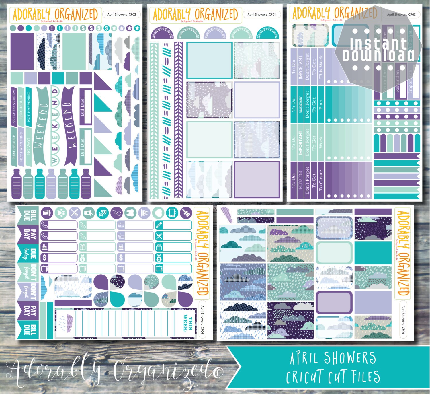 April Showersprintable PLANNER Stickersplanner Sticker - Etsy