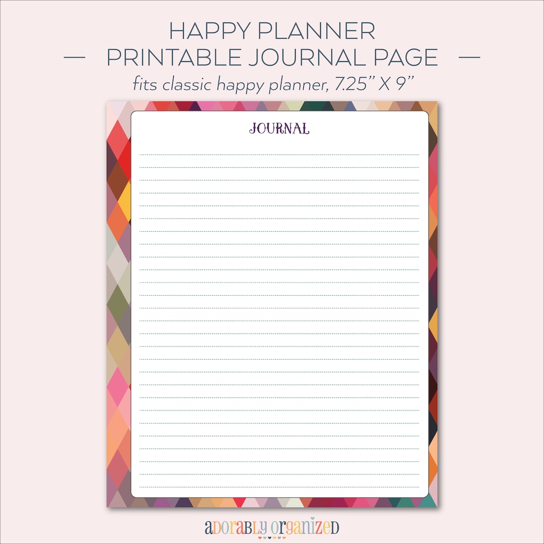 HAPPY PLANNER PRINTABLE Journal Planner Pages / Inserts - 7 X 9.25 ...