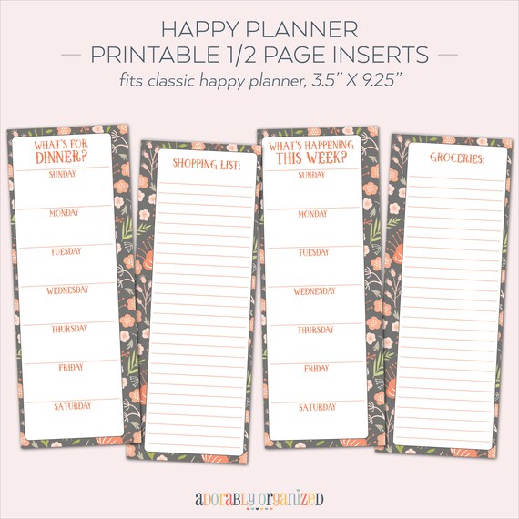 HAPPY PLANNER PRINTABLE Planner Pages / Inserts 3.5 X 9.25 | Etsy