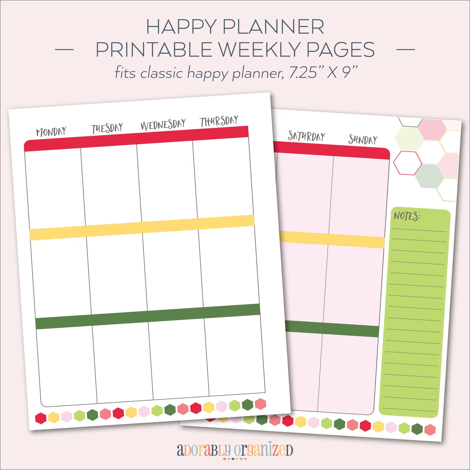 Happy Planner PRINTABLE Weekly Planner Refills / Inserts - 7 X 9.25 ...