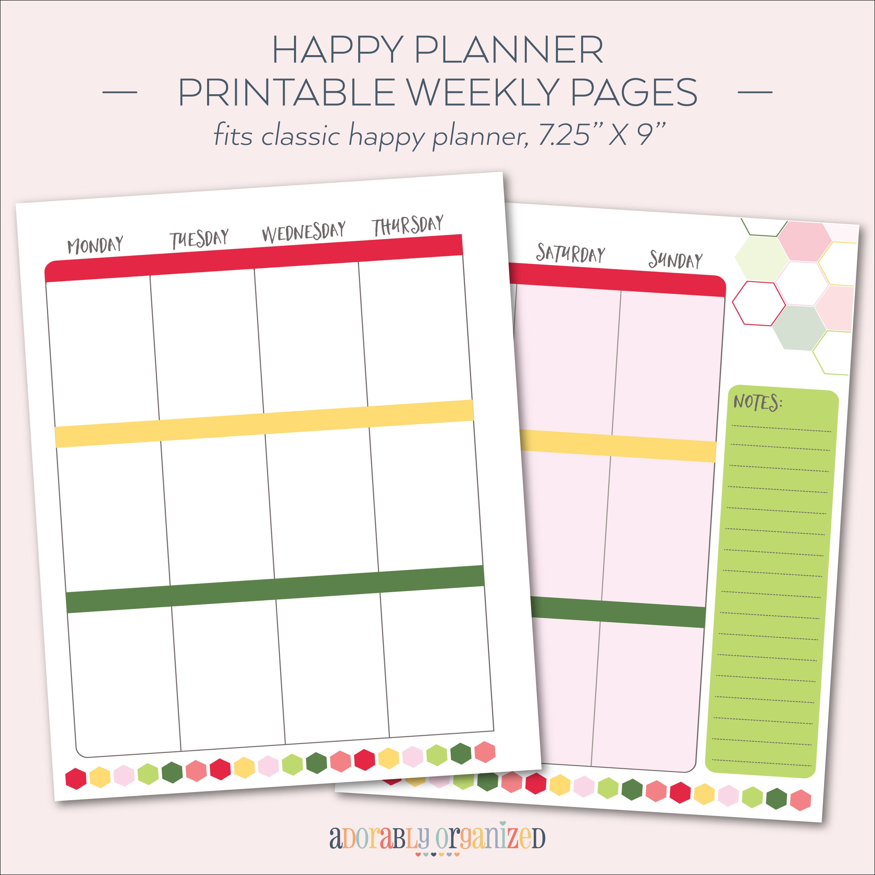 Happy Planner PRINTABLE Weekly Planner Refills / Inserts - 7 X 9.25 ...