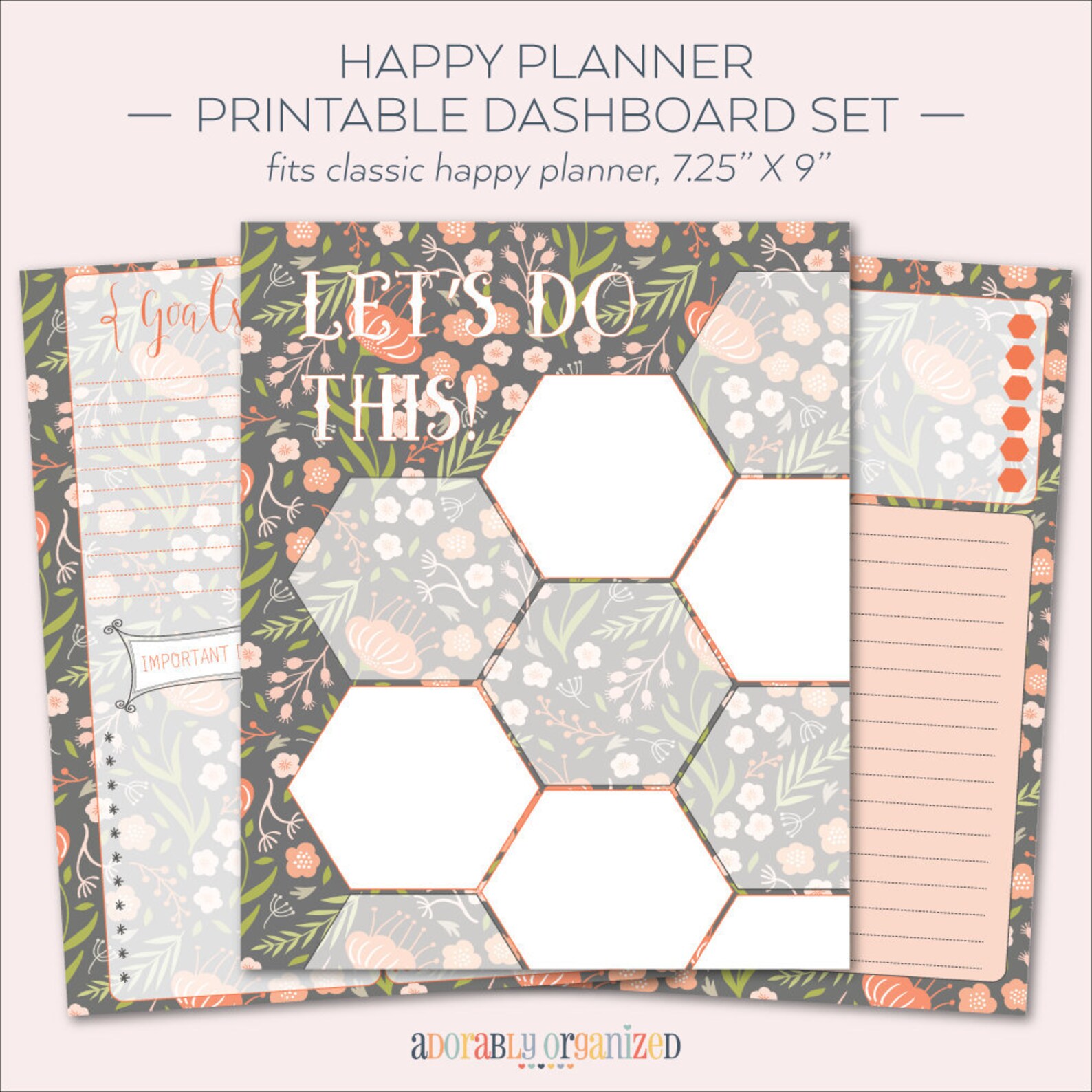 HAPPY PLANNER PRINTABLE Dashboard Planner Pages / Inserts - 7 X 9.25 ...