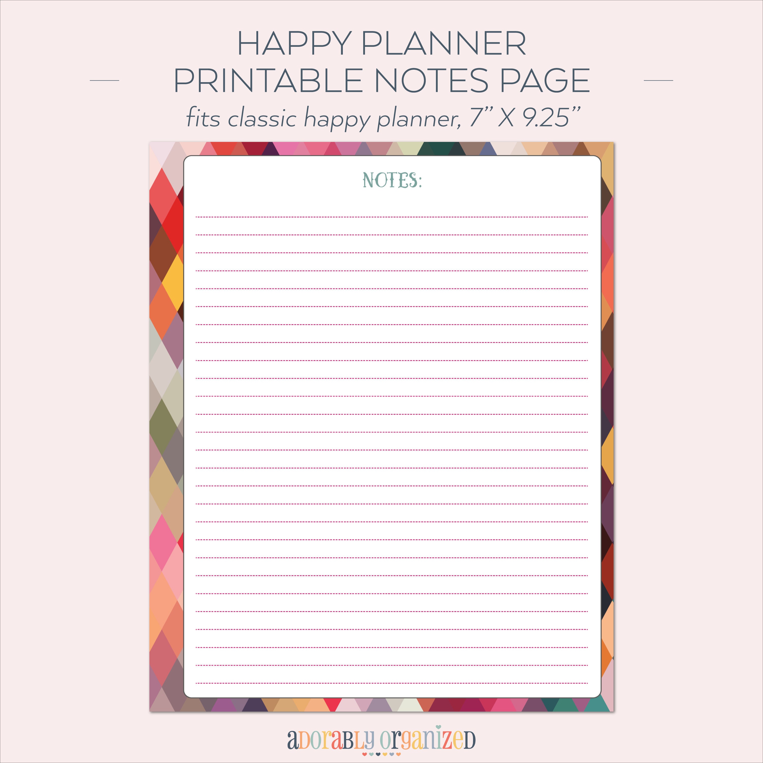 HAPPY PLANNER PRINTABLE Notes Planner Pages / Inserts - 7 X 9.25 | Geo ...