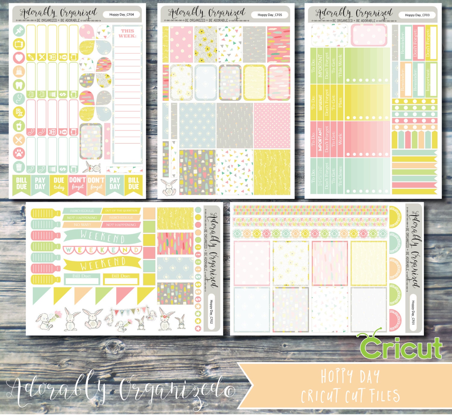 Hoppy Day,printable PLANNER Stickers,planner Sticker Kit,erin Condren ...