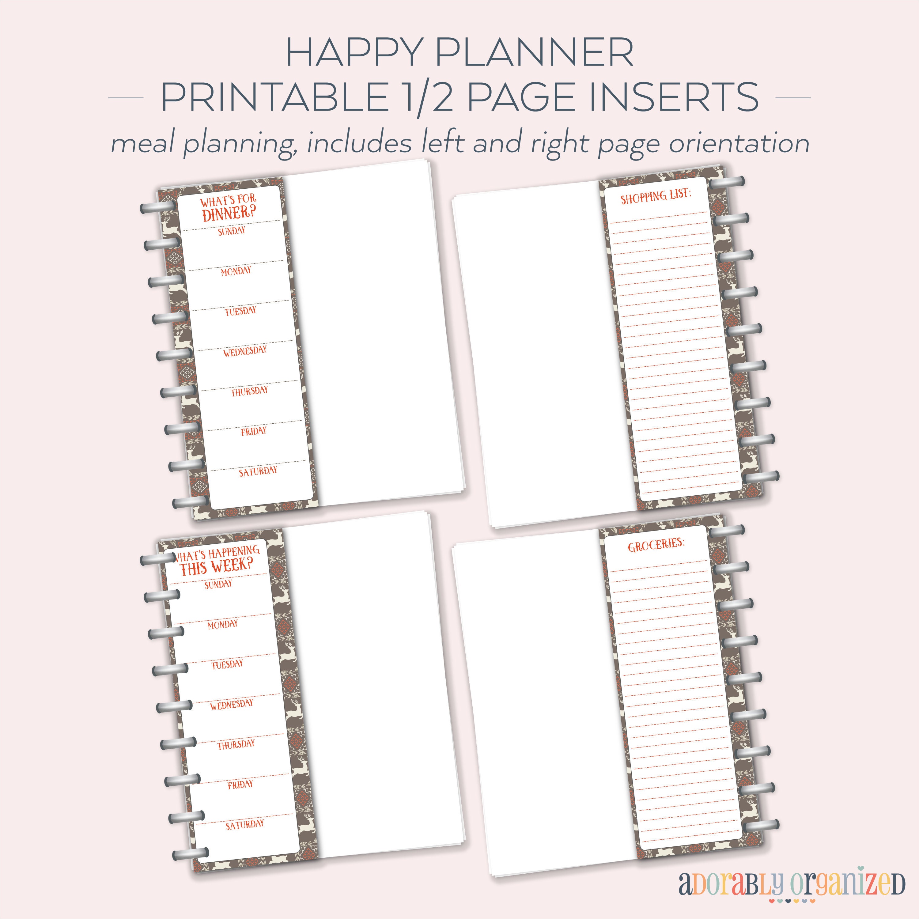 HAPPY PLANNER PRINTABLE Planner Pages / Inserts - 3.5 X 9.25 | Rustic ...