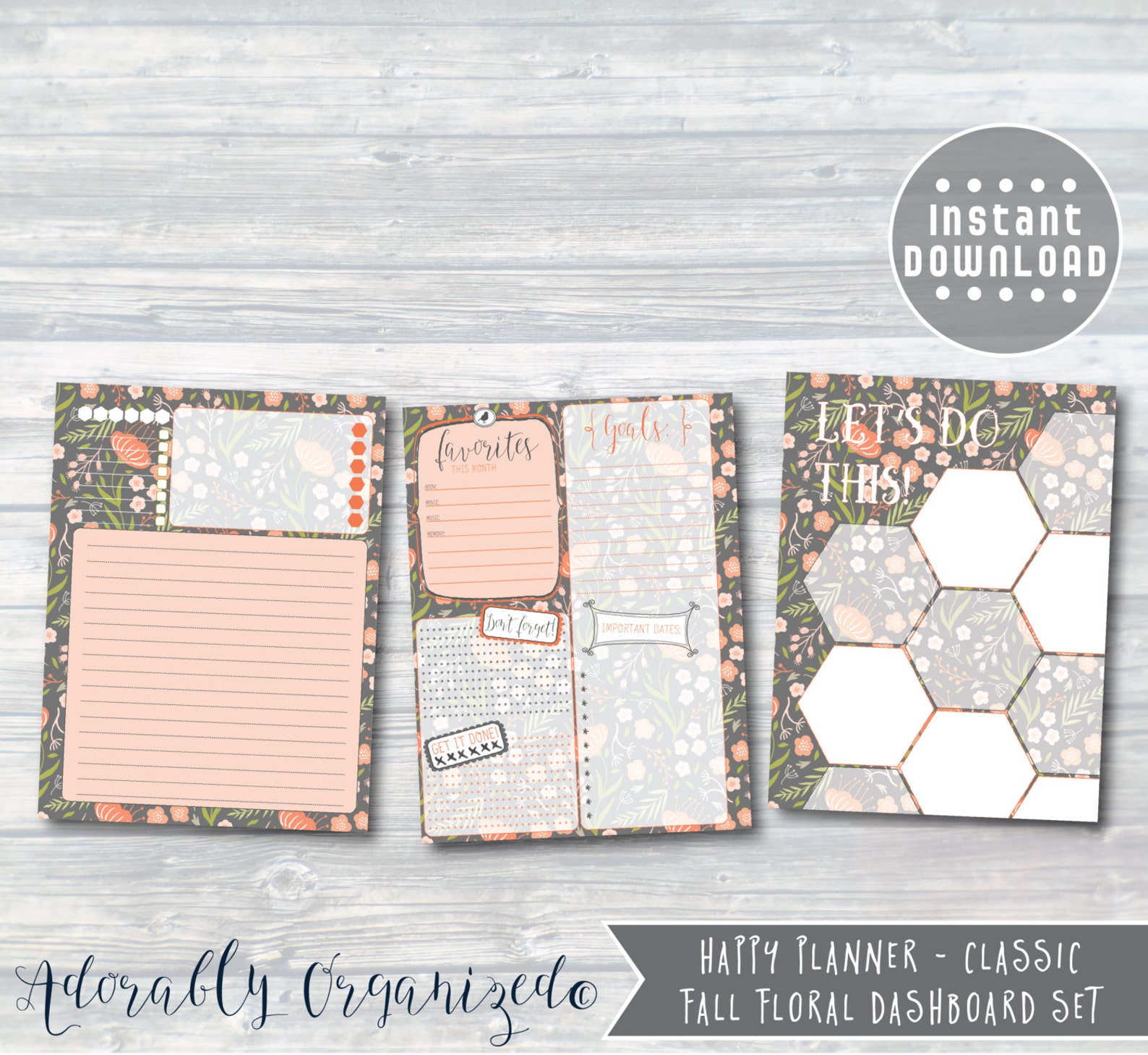 HAPPY PLANNER PRINTABLE Planner Bundle / Inserts - 7 X 9.25 | Fall ...