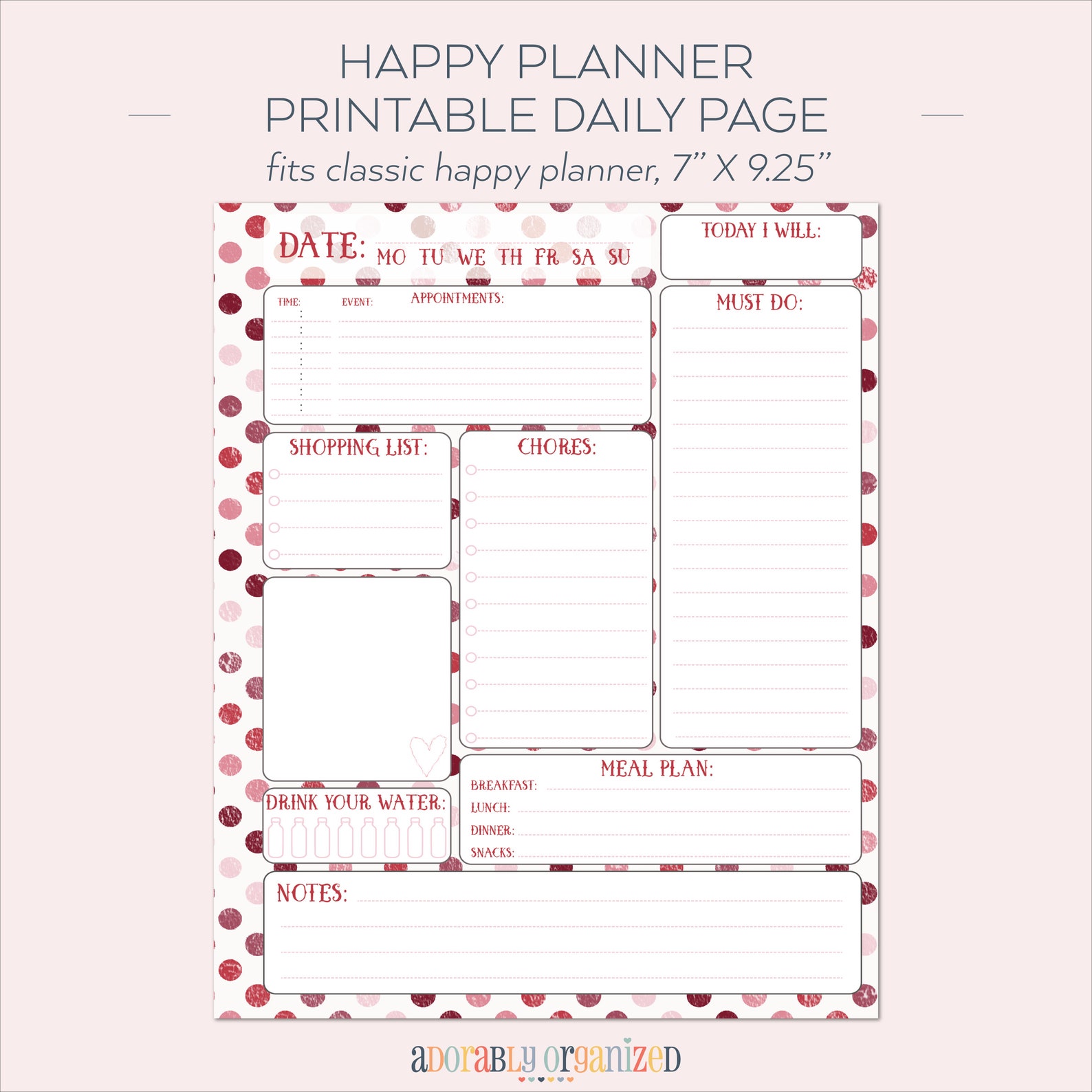 HAPPY PLANNER PRINTABLE Daily Planner Refills / Inserts 7 X - Etsy