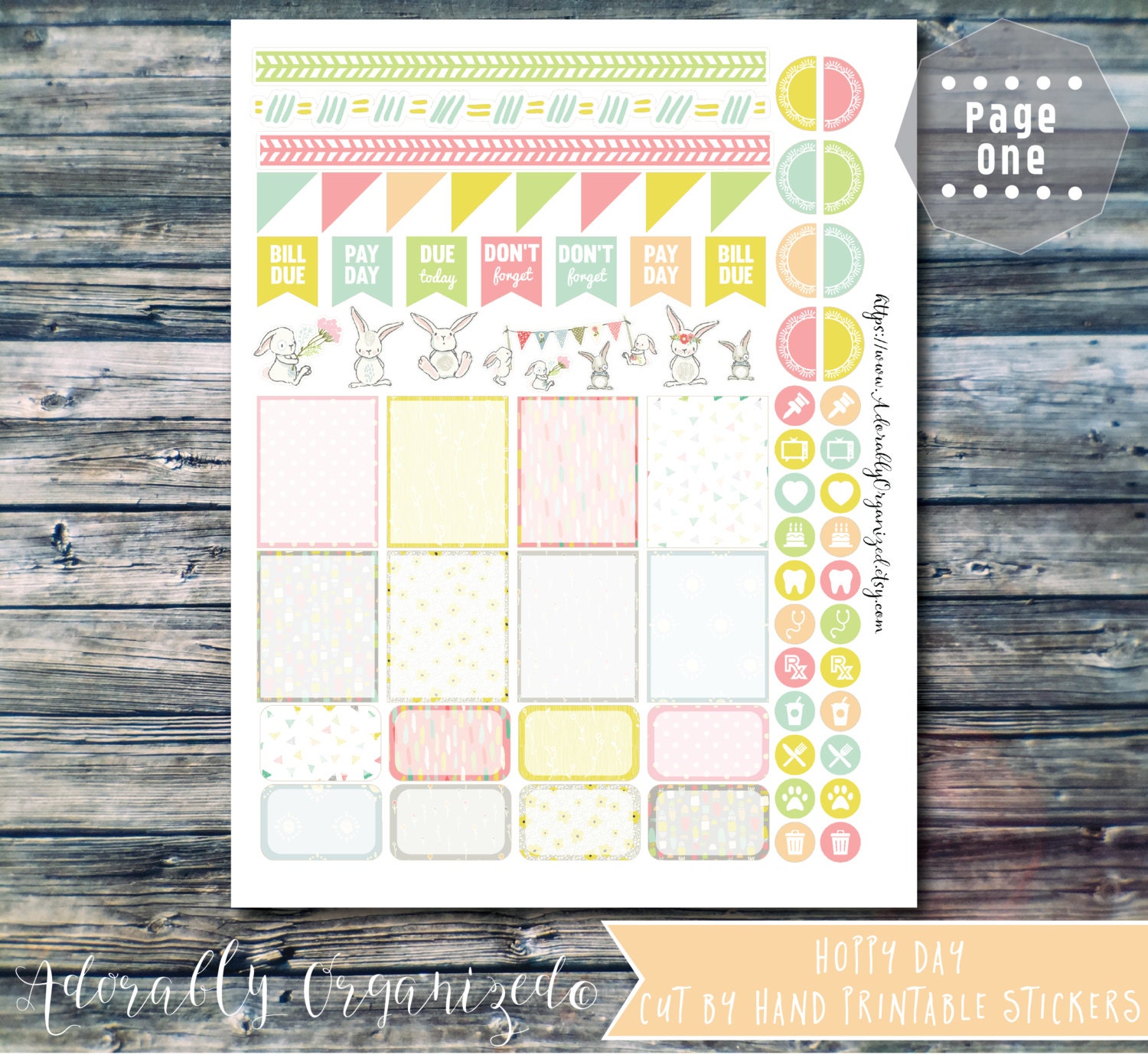 Hoppy Day,printable PLANNER Stickers,planner Sticker Kit,erin Condren ...