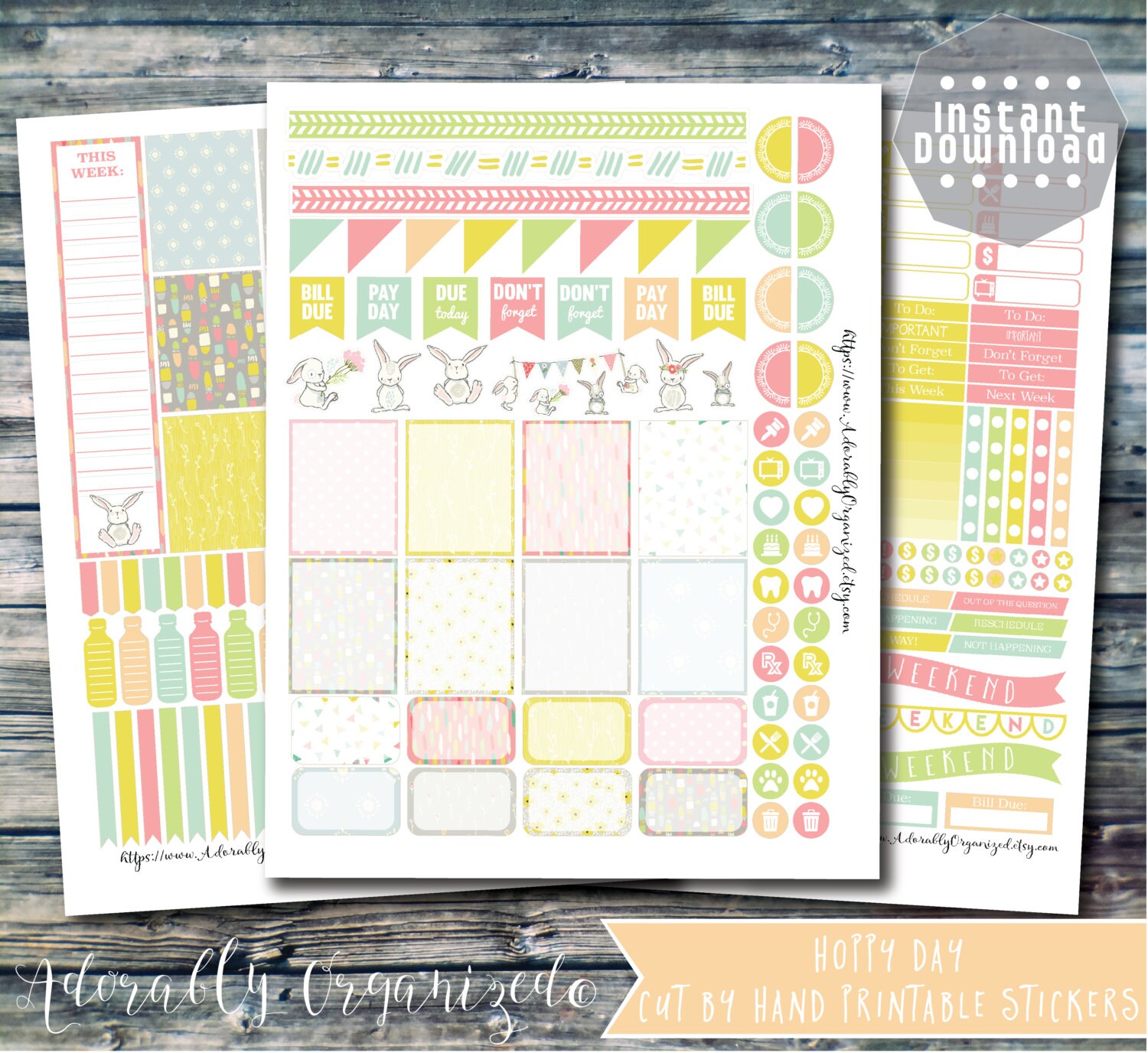 Hoppy Day,printable PLANNER Stickers,planner Sticker Kit,erin Condren ...